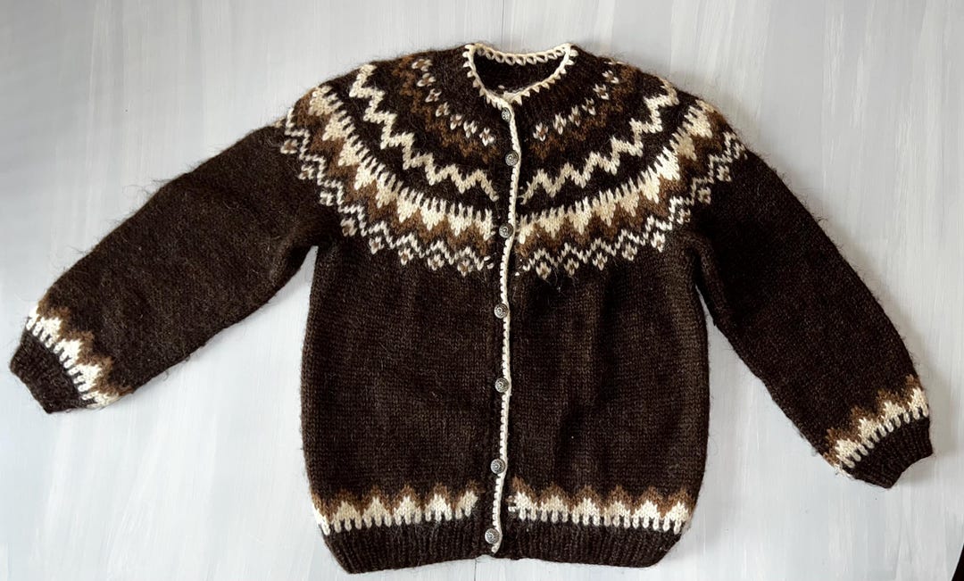 Vintage Samband of Iceland Icelook Cardigan Sweater 100% Wool Knit Fair ...
