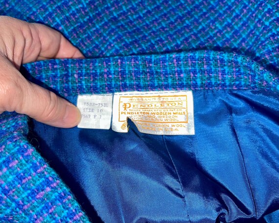 2 Vintage 1950's Wool Blue Plaid Pendleton Pencil Bro… - Gem