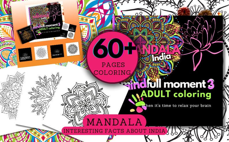 Relax Mindfull Moment Adult Coloring Mandala India Patterns - Etsy