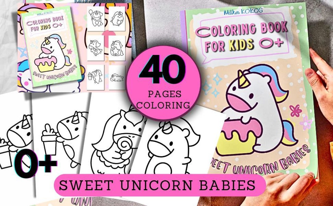Coloring Book for Kids 0+ Cute Unicorns - Etsy