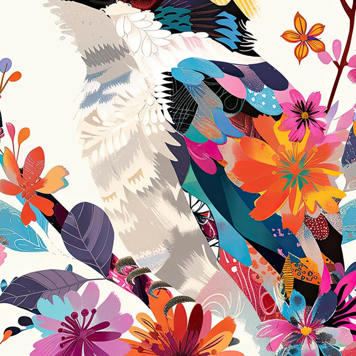 Kookaburra Bird Art Print, Australian Native Bird With Floral ...