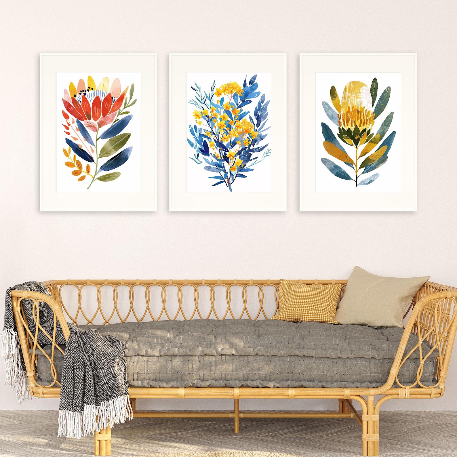 Australian Native Flowers Art Prints: Banksia, Wattle, Protea (digital ...
