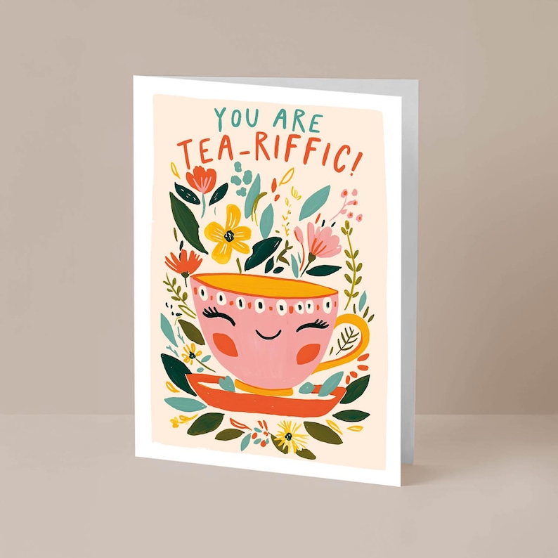 Funny Birthday Card, Tea Pun Greeting Card, Teariffic Printable Instant ...