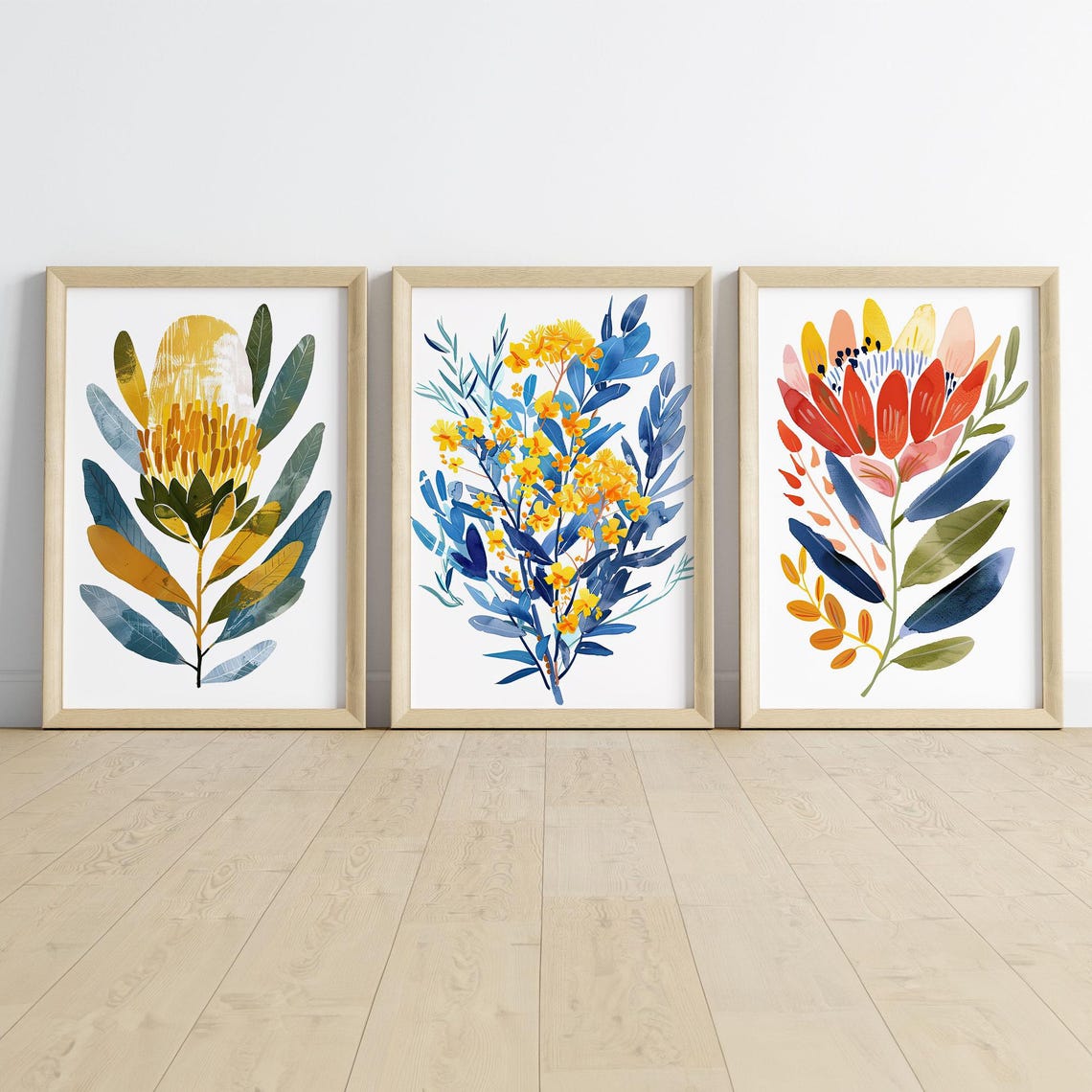 Australian Native Flowers Art Prints: Banksia, Wattle, Protea (digital ...