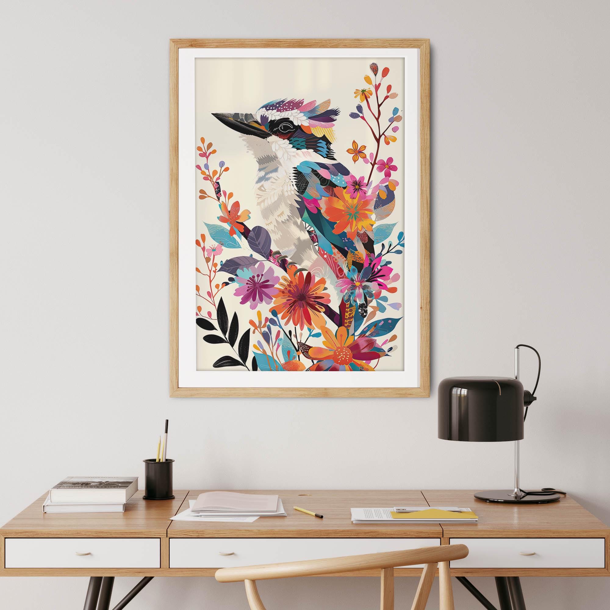 Kookaburra Bird Art Print, Australian Native Bird With Floral ...