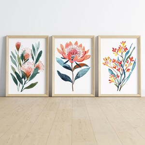 Australian Native Flowers Gouache Painting Prints Set of 3 Vol 2 ...