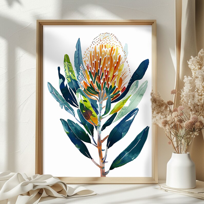 Banksia Breeze Watercolour Print, DIGITAL DOWNLOAD, Australian Native ...