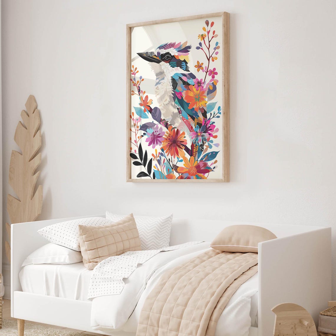Kookaburra Bird Art Print, Australian Native Bird With Floral ...