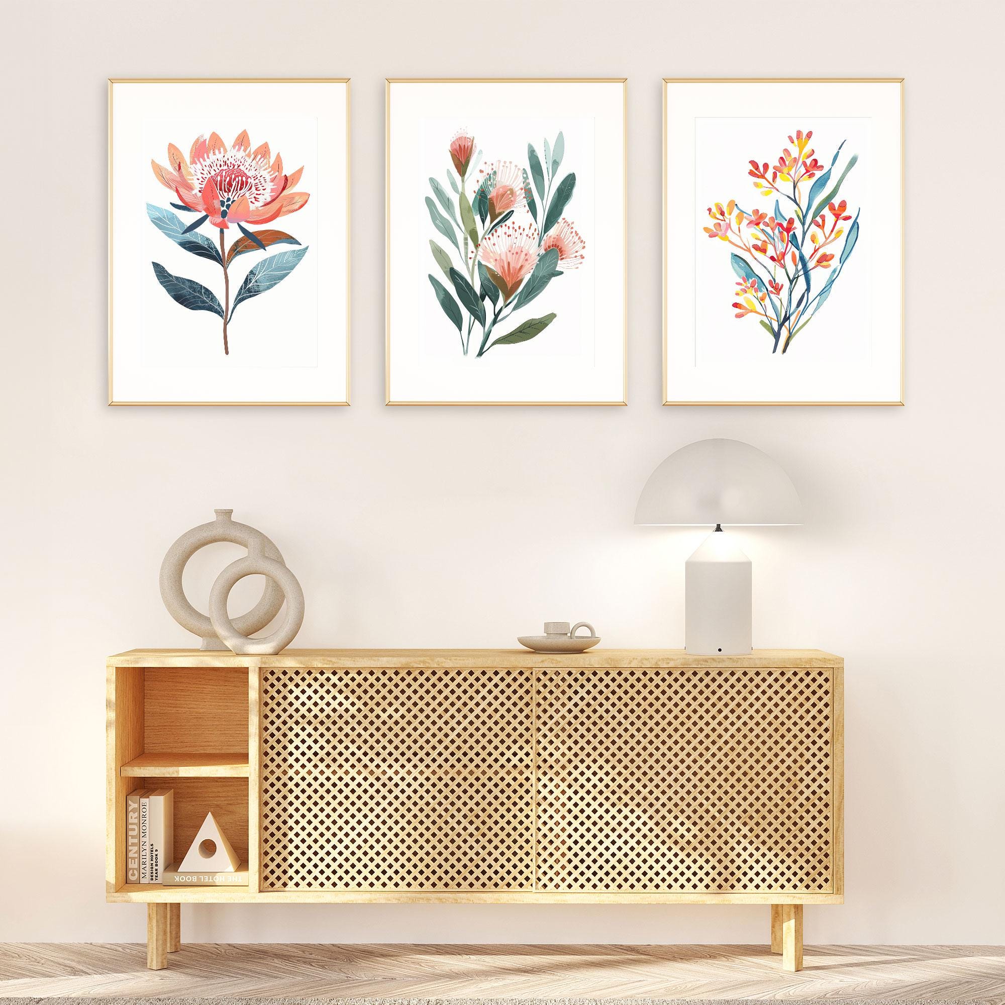 Australian Native Flowers Gouache Painting Prints Set of 3 Vol 2 ...