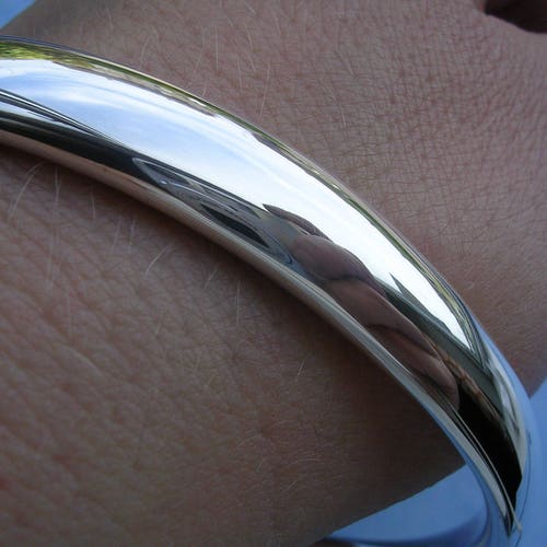 Simple Sterling Silver Bangle Bracelet - Etsy