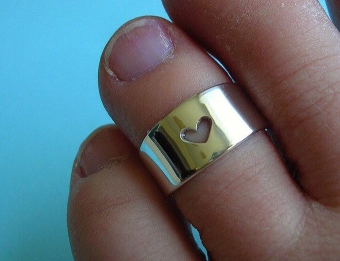 Silver Wide Toe Ring With Heart High Quality Argentium - Etsy