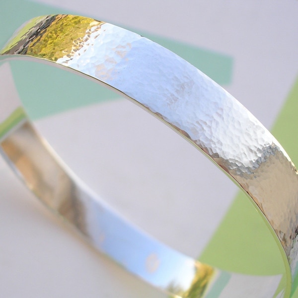 Wide Silver Bangle - Etsy