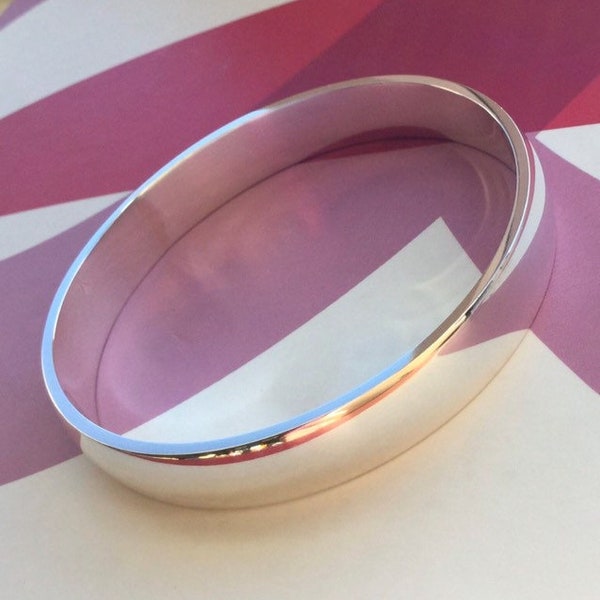 Wide Silver Bangle - Etsy