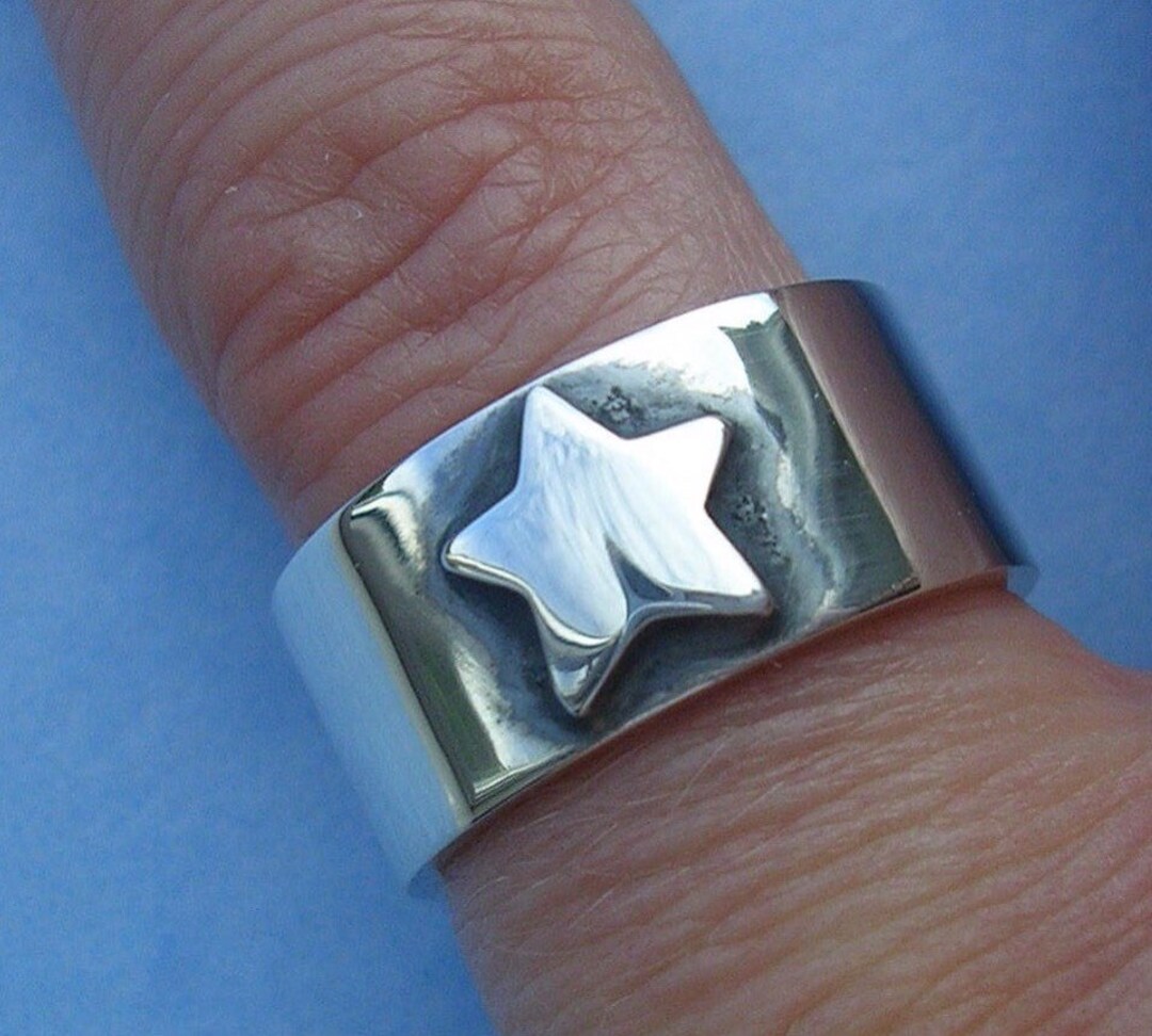 Silver Star Ring Sterling Silver Star Band Ring - Etsy