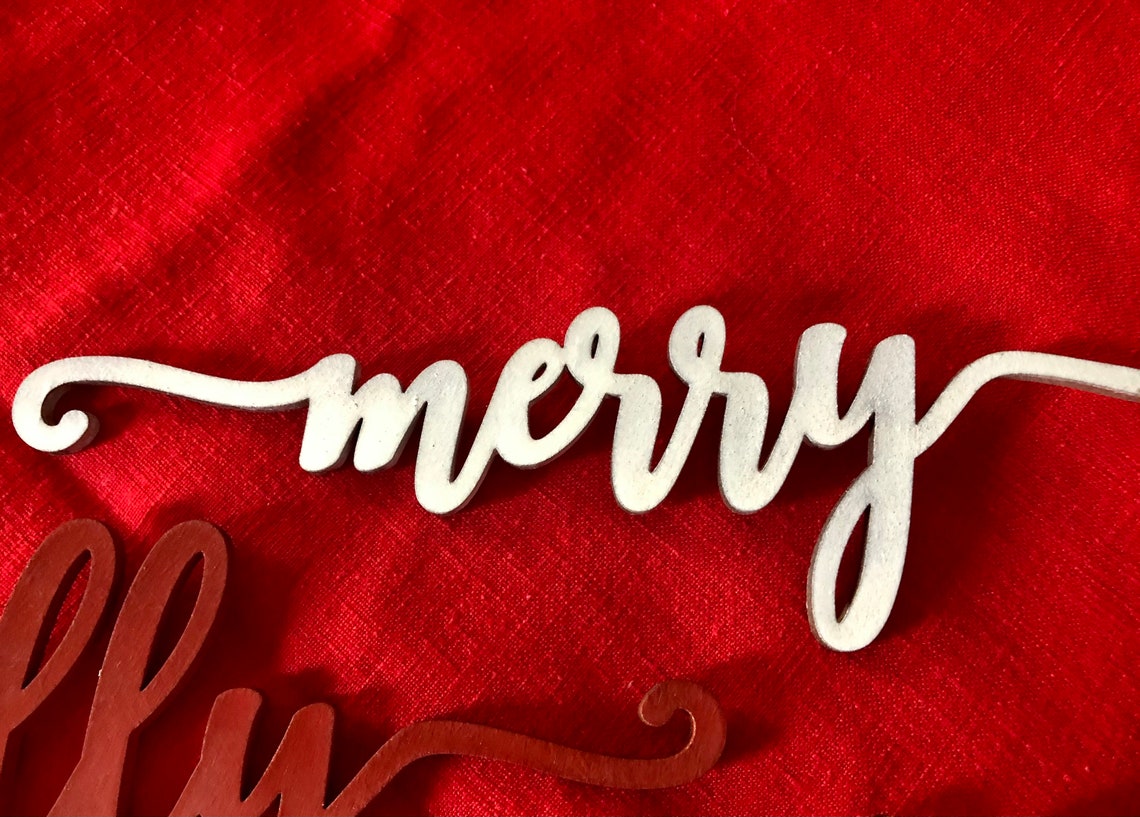 Christmas Words Place Set 4 Words Merry Peace Jolly Joyful - Etsy