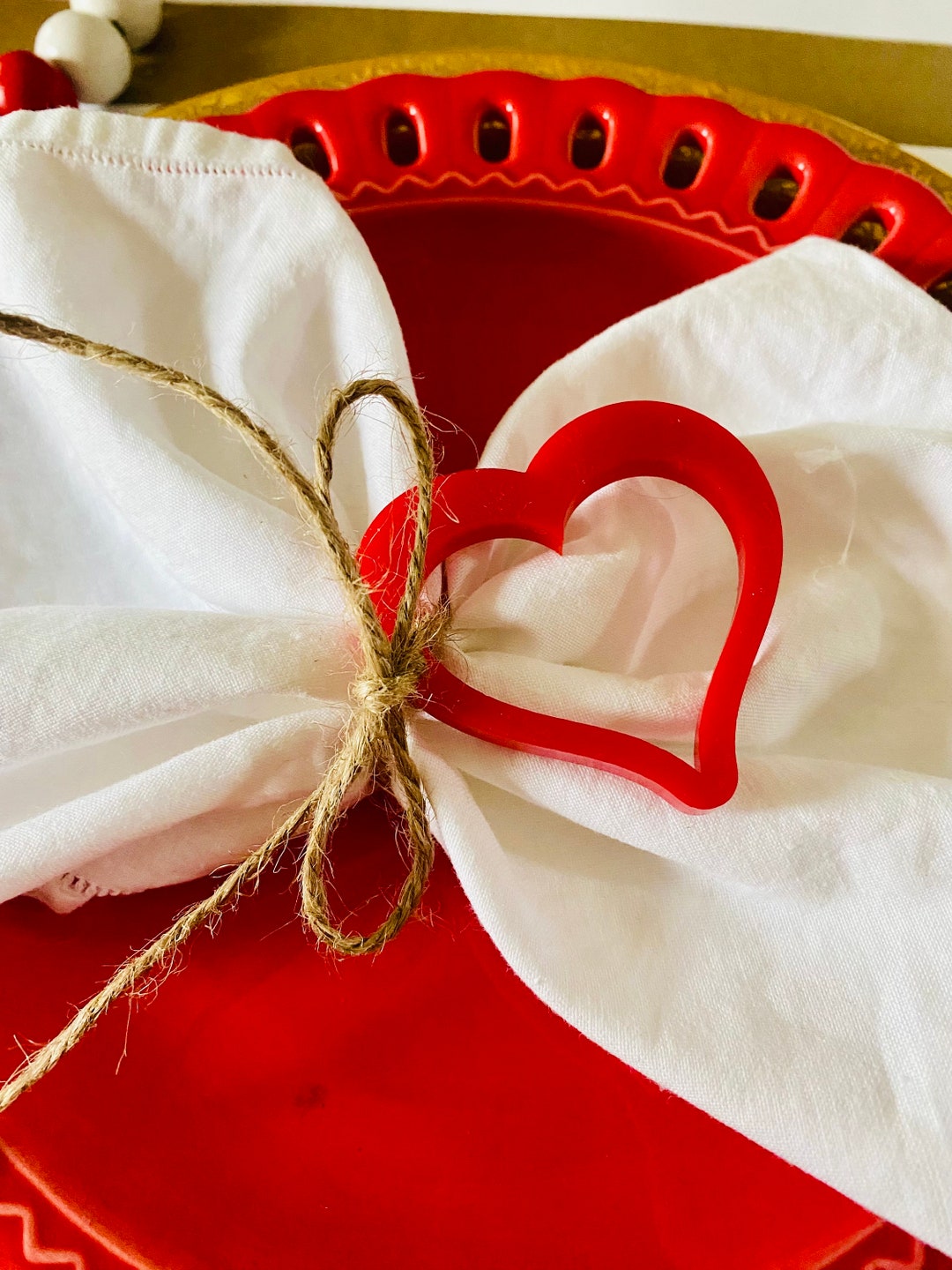 Heart Napkin Ring Valentines Day Napkin Rings Valentine Table Decor Set ...