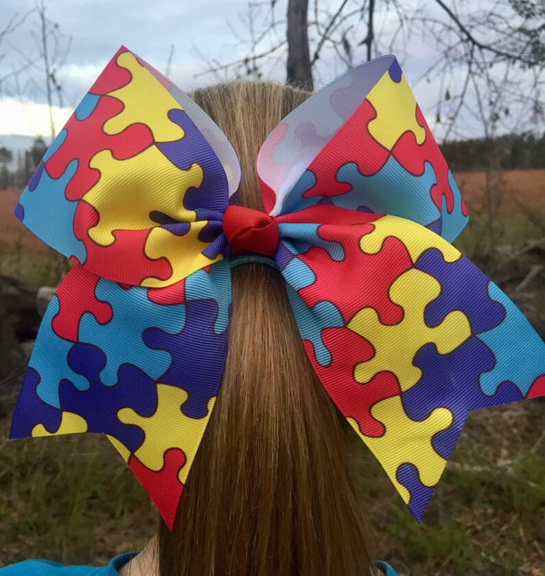 Autism Awareness Cheer Hair Bow - Etsy