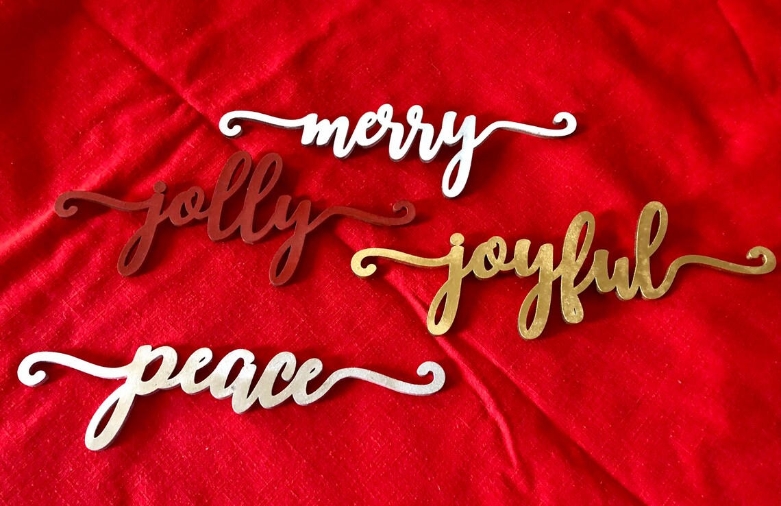 Christmas Words Place Set 4 Words Merry Peace Jolly Joyful - Etsy