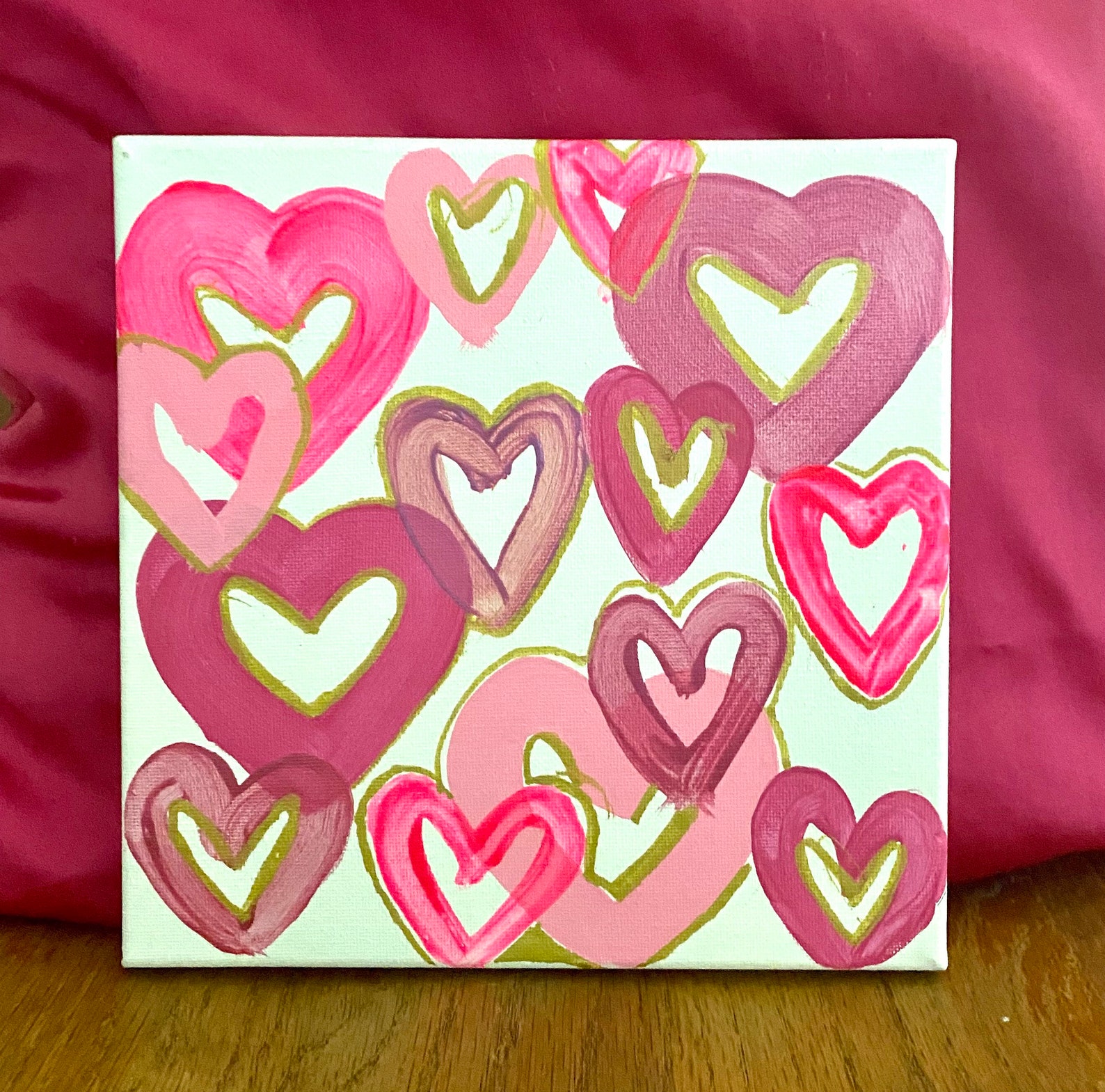 Preppy Wall Art Hearts Canvas Preppy Dorm Room Wall Art Hand - Etsy