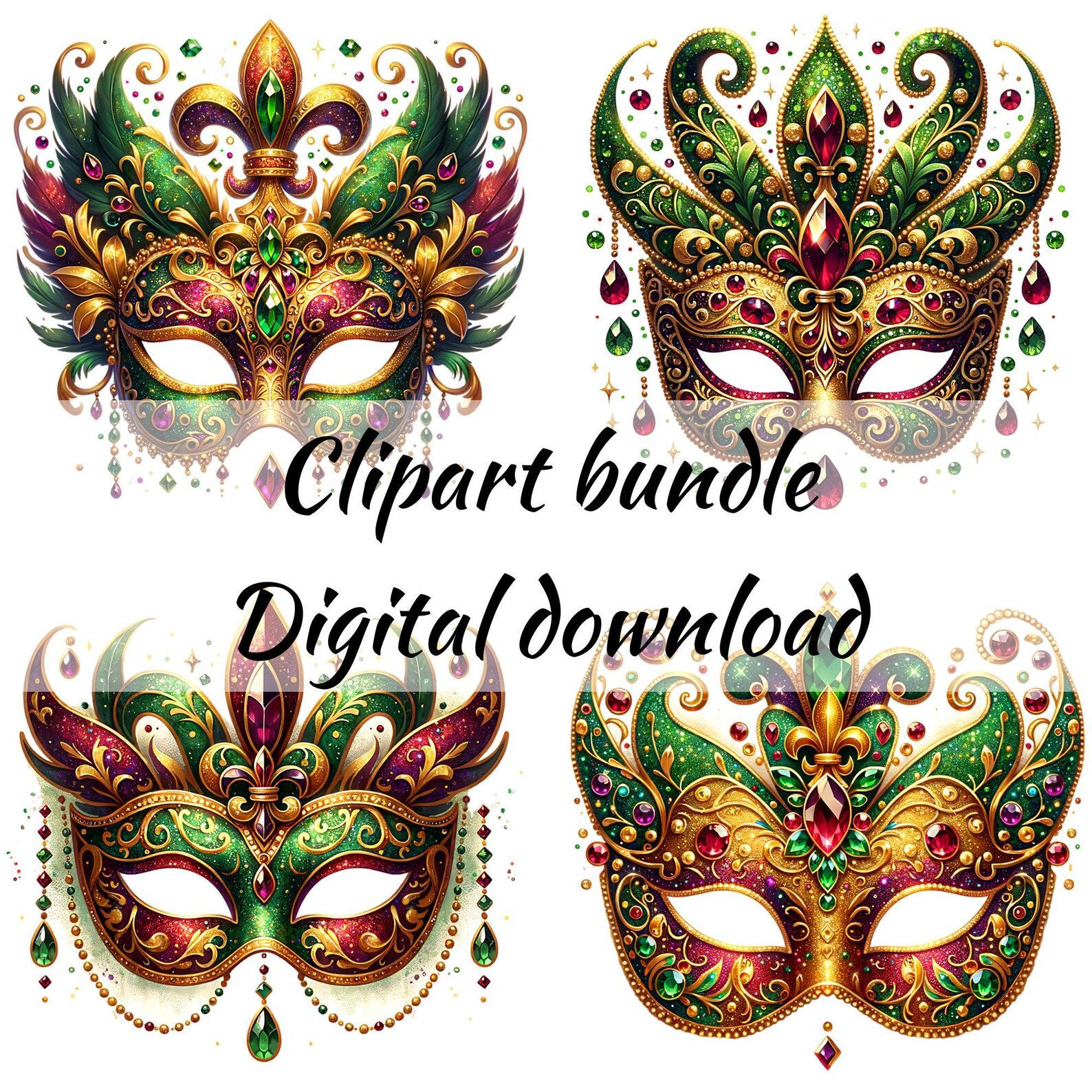 Mardi Gras Mask Clipart Set,festival Mask Clipart, Masquerade Clipart ...
