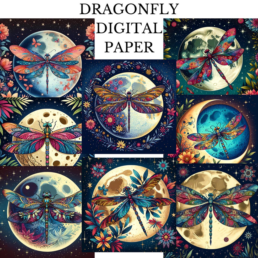 Watercolor Dragonfly PNG Bundle: Floral Celestial Art (digital Download ...
