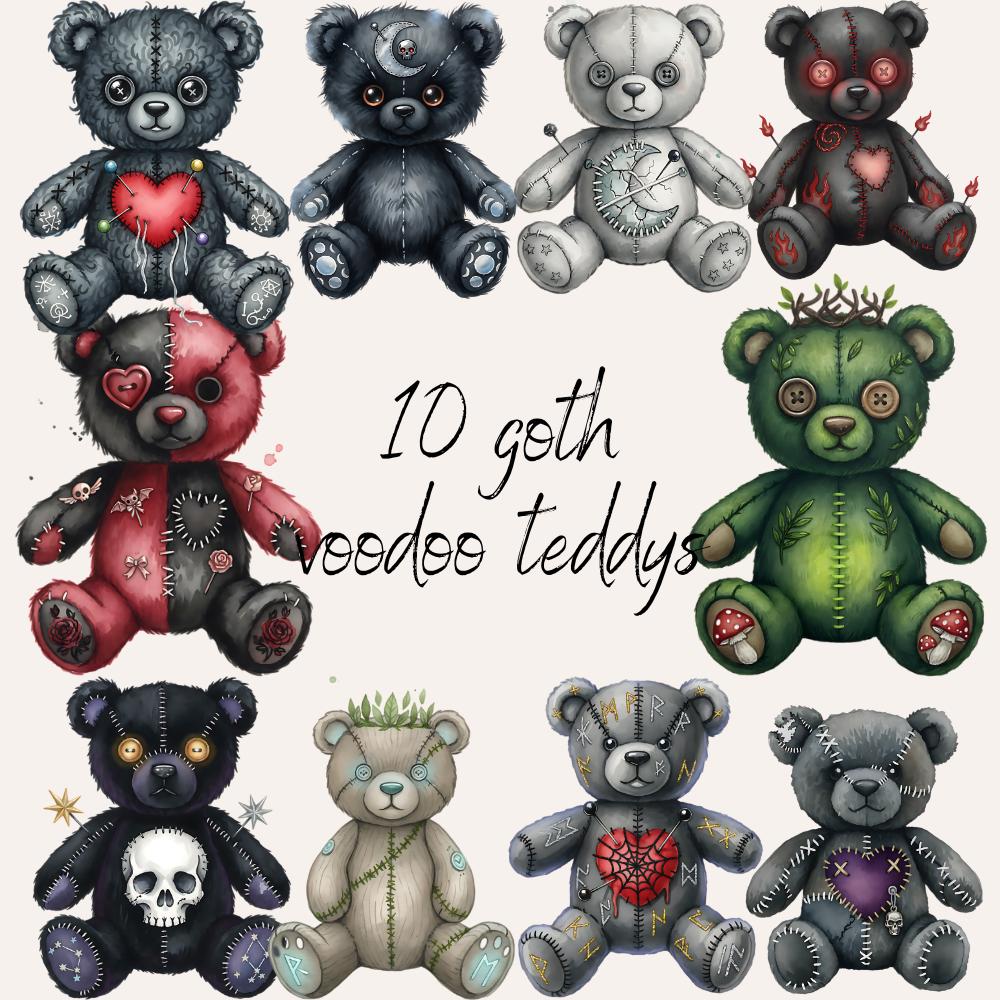 Goth Voodoo Teddy Bear PNG | Creepy Plush Clipart - Etsy