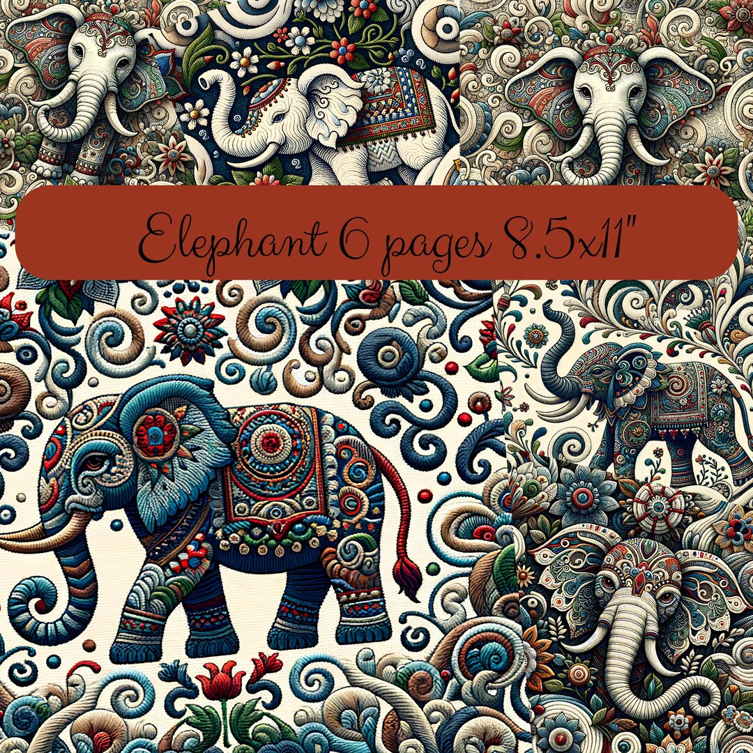 Embroidered Elephant Junk Journal Kit: Printable Ephemera (digital ...