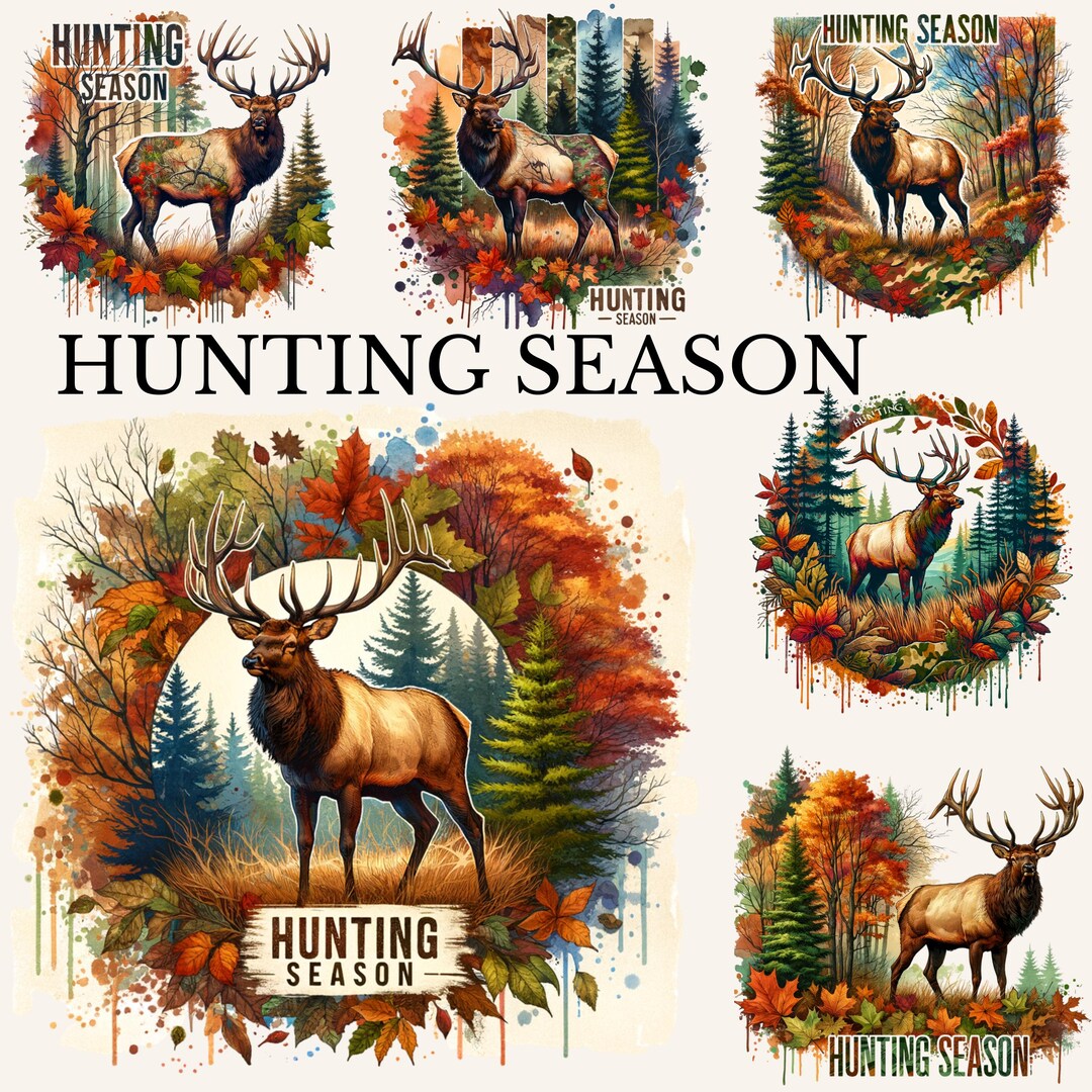 Vibrant Hunting Season Clipart Instant Download for Sublimation Design ...