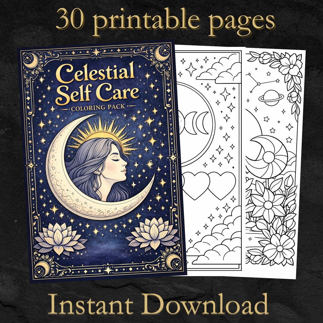 Celestial Self Care Coloring Book Printable PDF – 30 Adult Coloring ...
