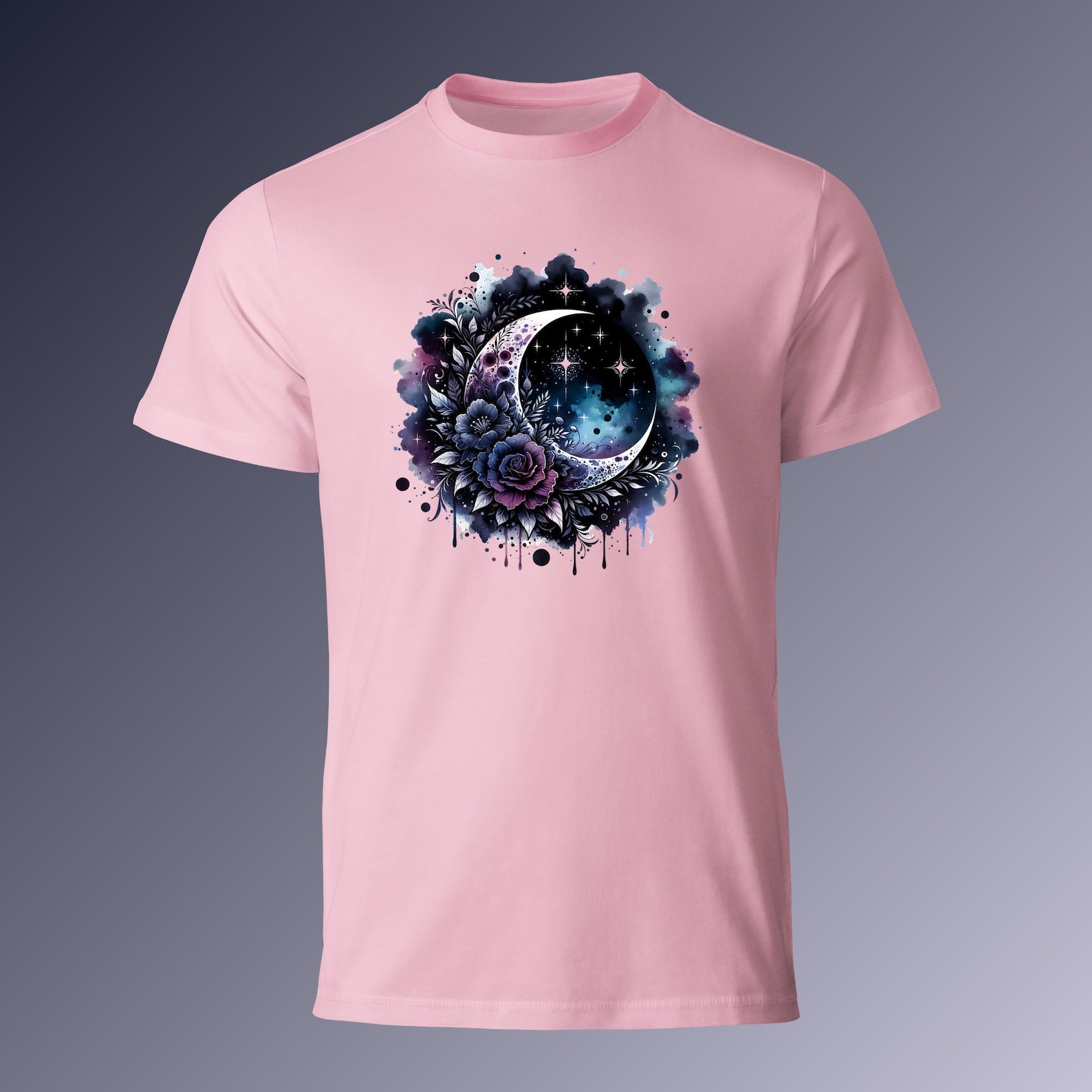 Dark Boho Crescent Moon Sublimation Design Dark Boho Floral Moon ...