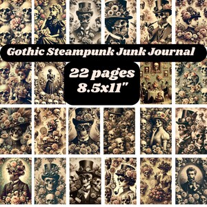 Gothic Steampunk Junk Journal Kit: Skulls, Roses & Gears (digital ...