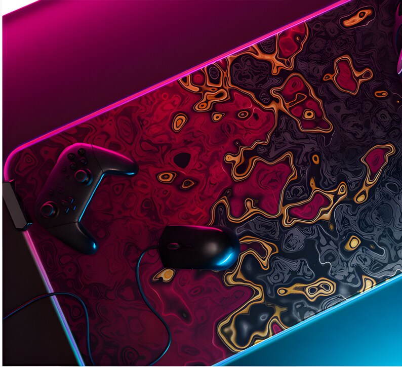 Red to Black Topographic Desk Mat, Large Mouse Pad Minimalist, Topo ...