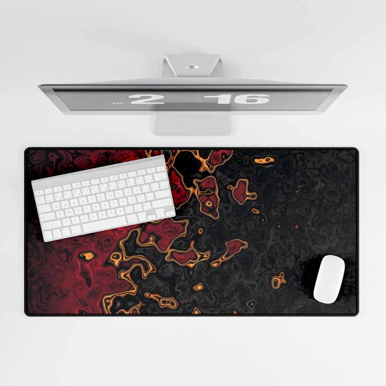 Red to Black Topographic Desk Mat, Large Mouse Pad Minimalist, Topo ...
