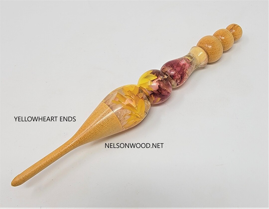 Hand Turned Straw Flower Crochet Hook: Ergonomic Wood Handle USA Made ...
