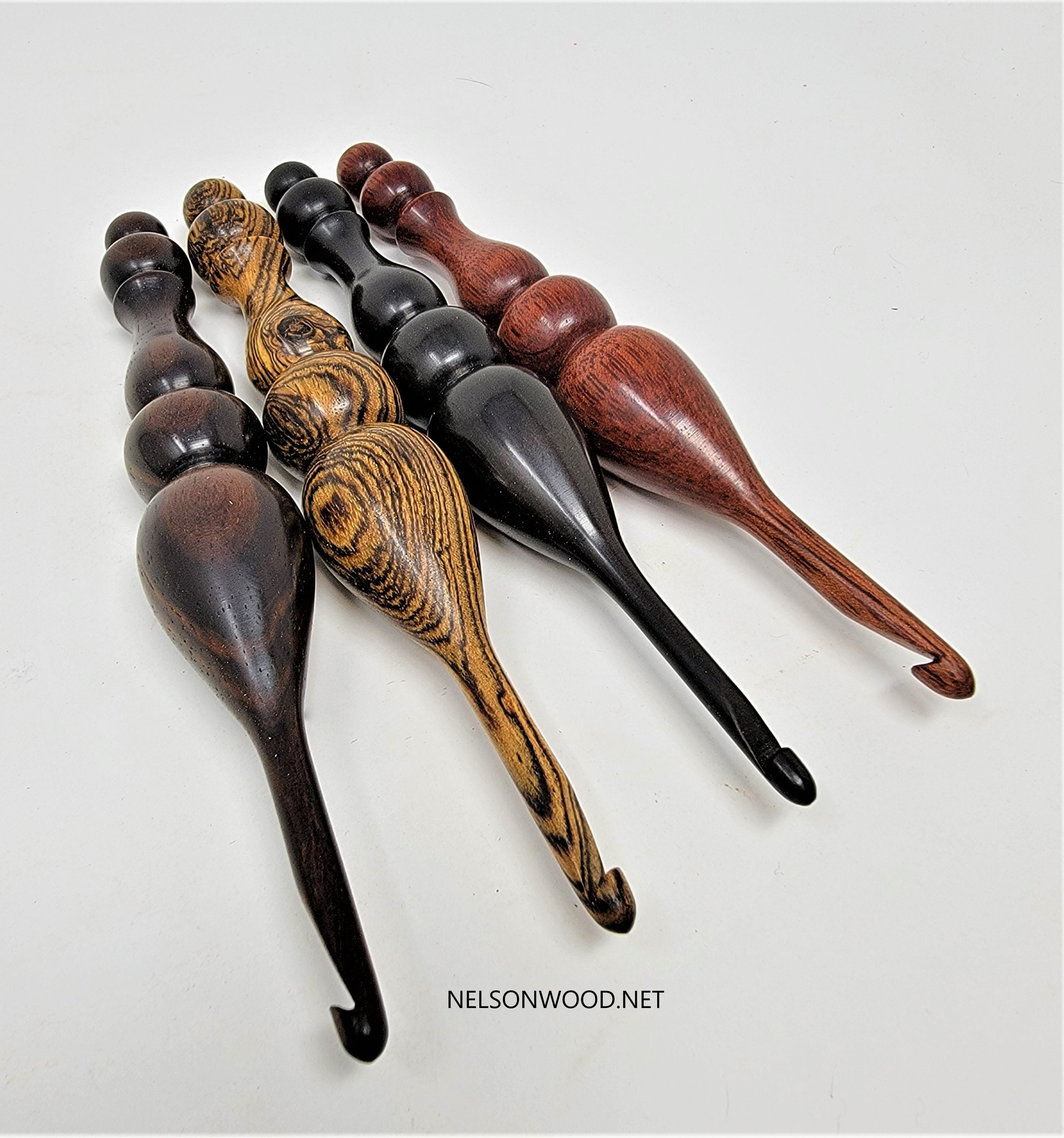 Wooden Crochet Hooks, Handcrafted From Exotic Woods,4 Pack, Turned in ...