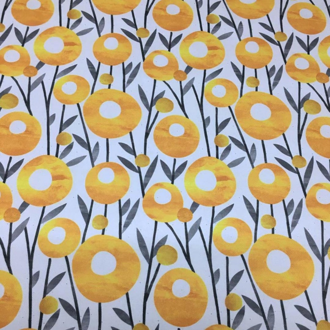 Yellow Abstract Floral Fabric Watercolor Flowers Print Fabric by the ...