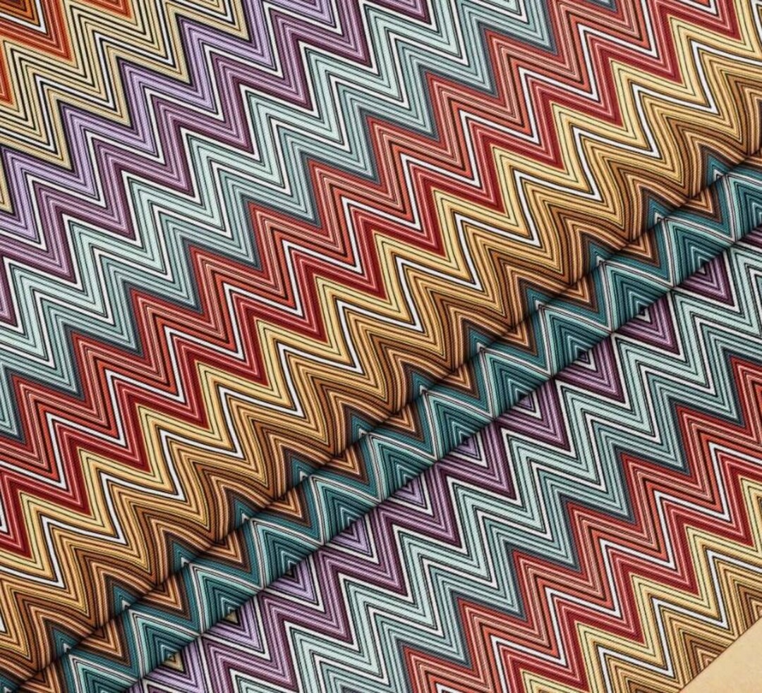 Colorful Modern Zig Zag Pattern Fabric, Chevron Zigzag Fabric Colorful ...