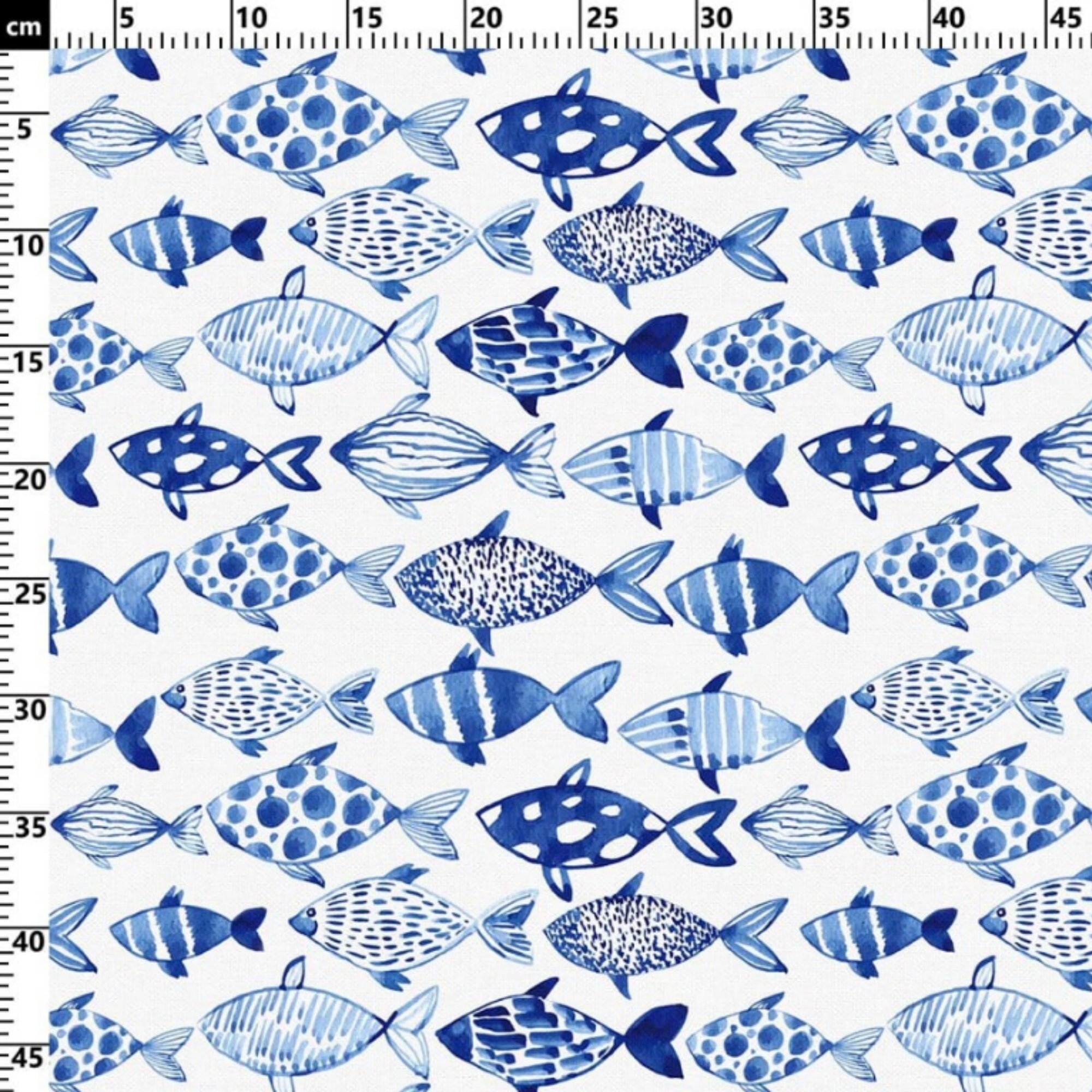 Fish Print Watercolor Fabric by the Yard Coastal Home Decor decorative ...