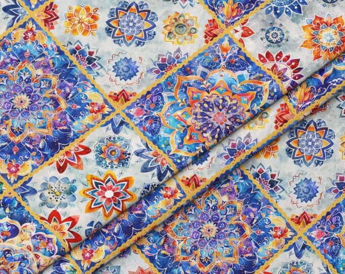 Spanish Tiles Fabric Viva España by Cassiopee Traditional Spanish Tiles ...