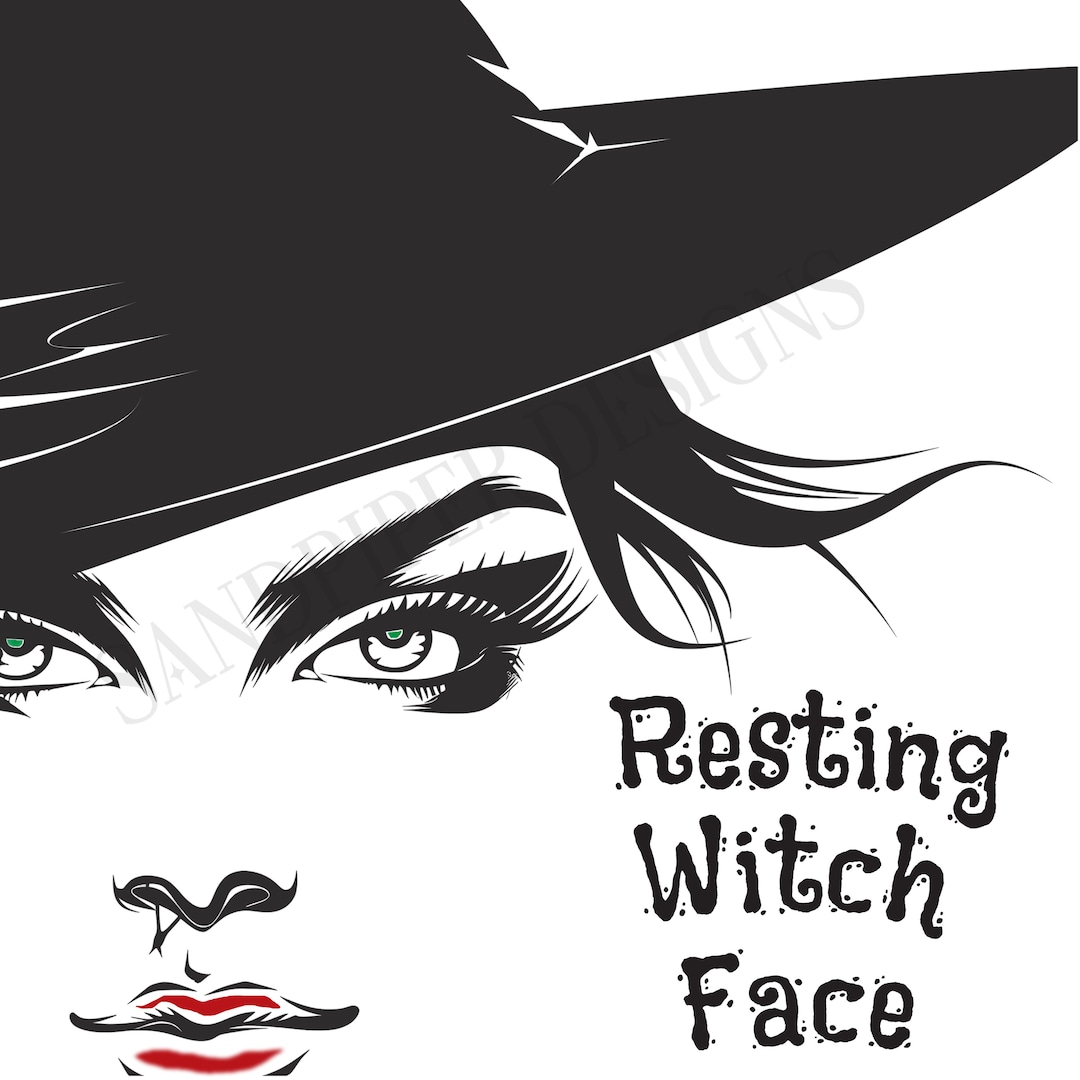Resting Witch Face PNG, T-shirt Design, Halloween Design, Witch in a ...