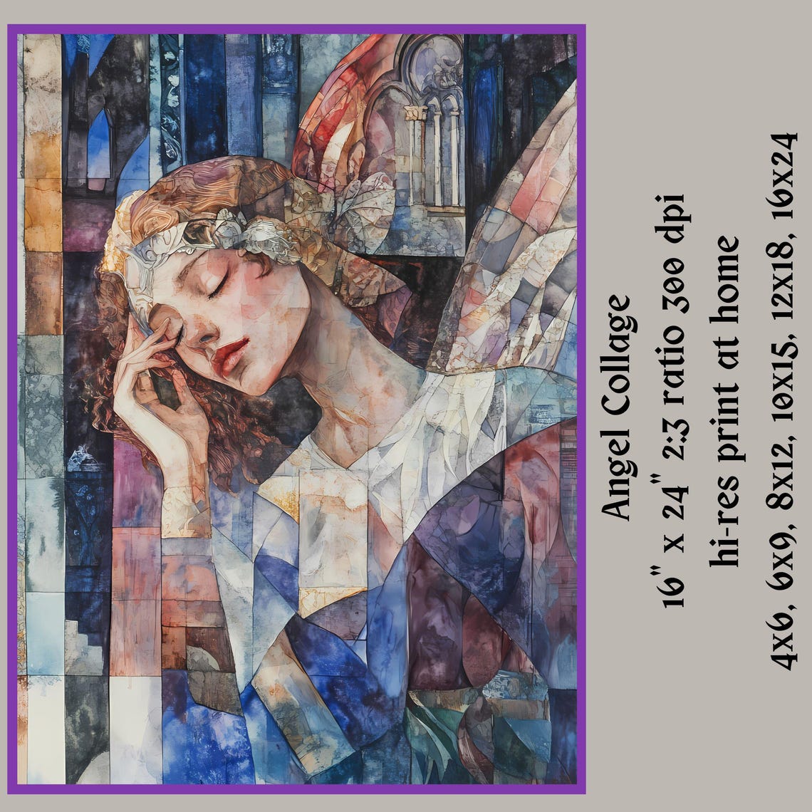 Medieval Angel Collage Wall Art, Self-print Digital Art, Tapestry Style ...