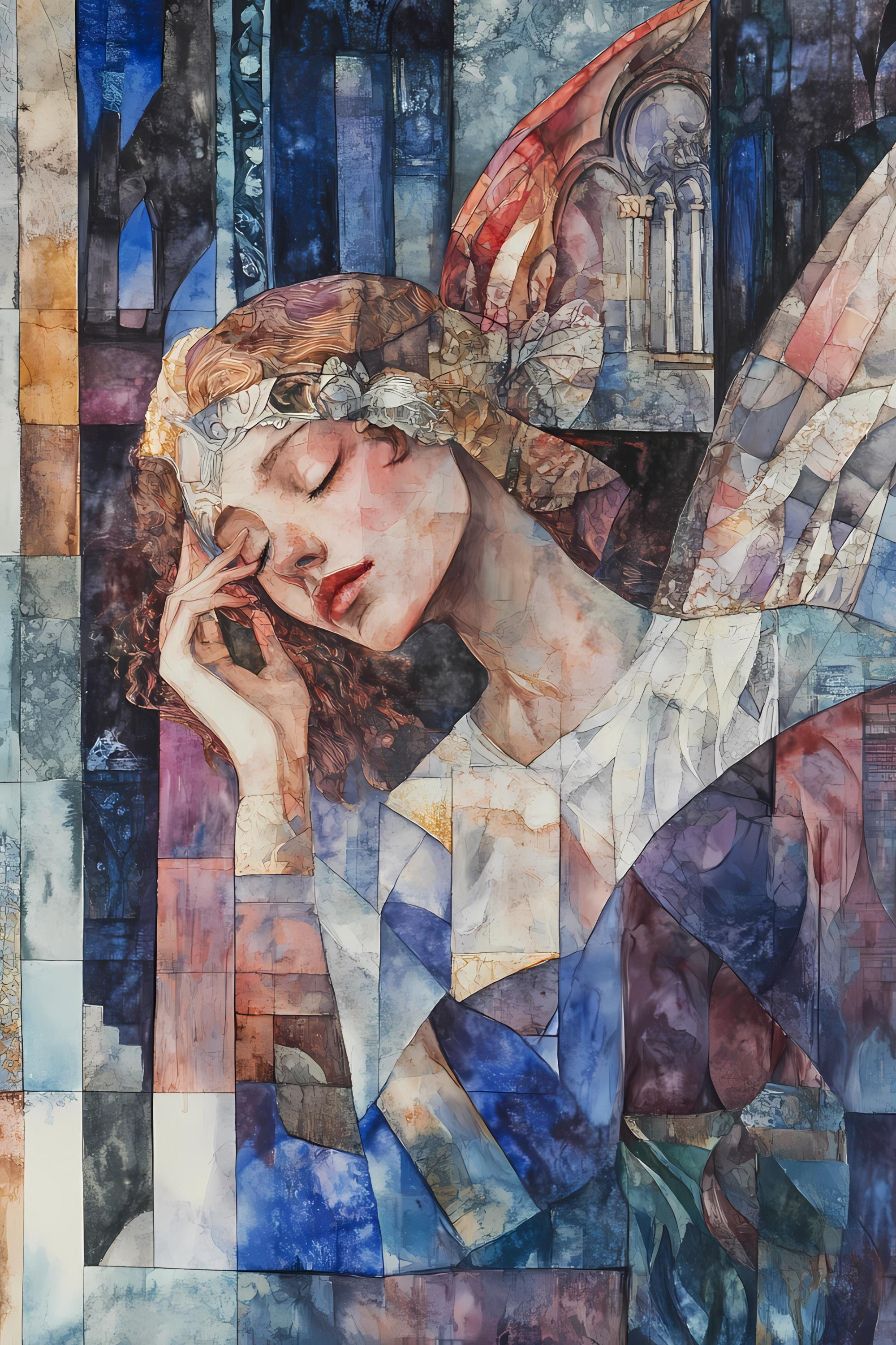 Medieval Angel Collage Wall Art, Self-print Digital Art, Tapestry Style ...