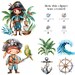 Cute Pirate Watercolor Clipart, Caribbean Clipart, Treasure Trove ...