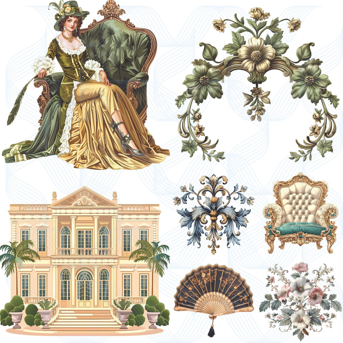 Regency Elegance Clipart, Transparent Background, Regency Fashion ...