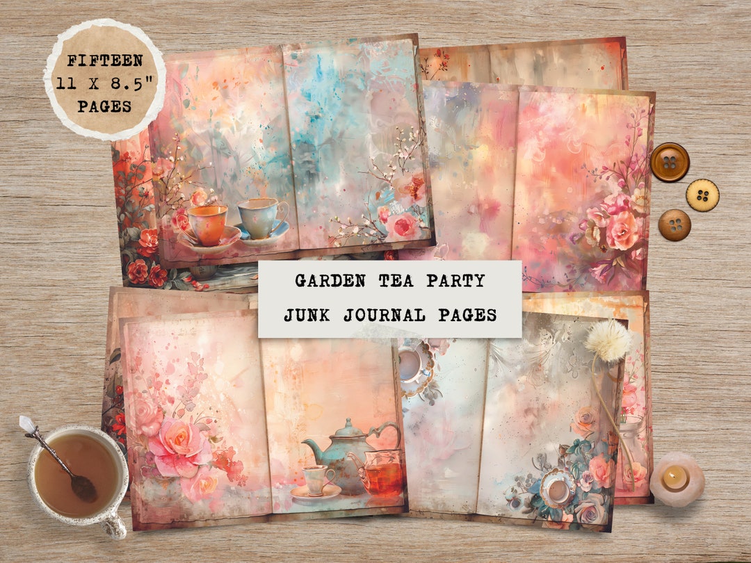 15 Garden Tea Party JPG Journal Pages, Vintage Tea Junk Journal ...