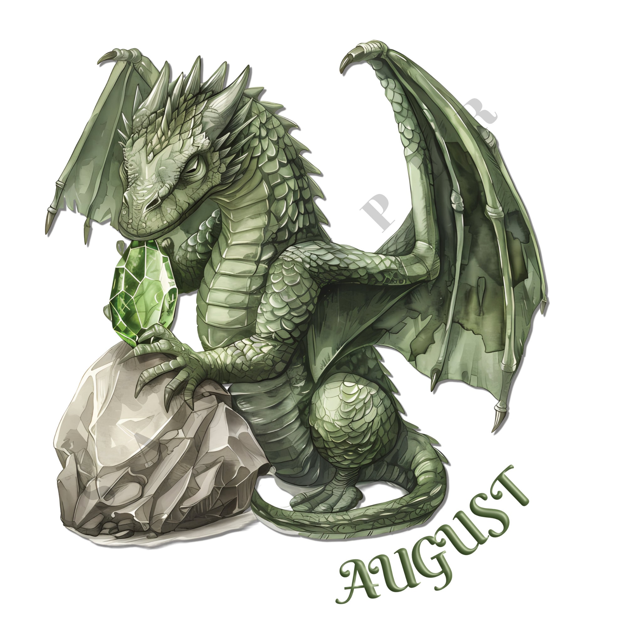 August Dragon Birthstone Clipart Watercolor Birthday Gemstones, Crystal ...