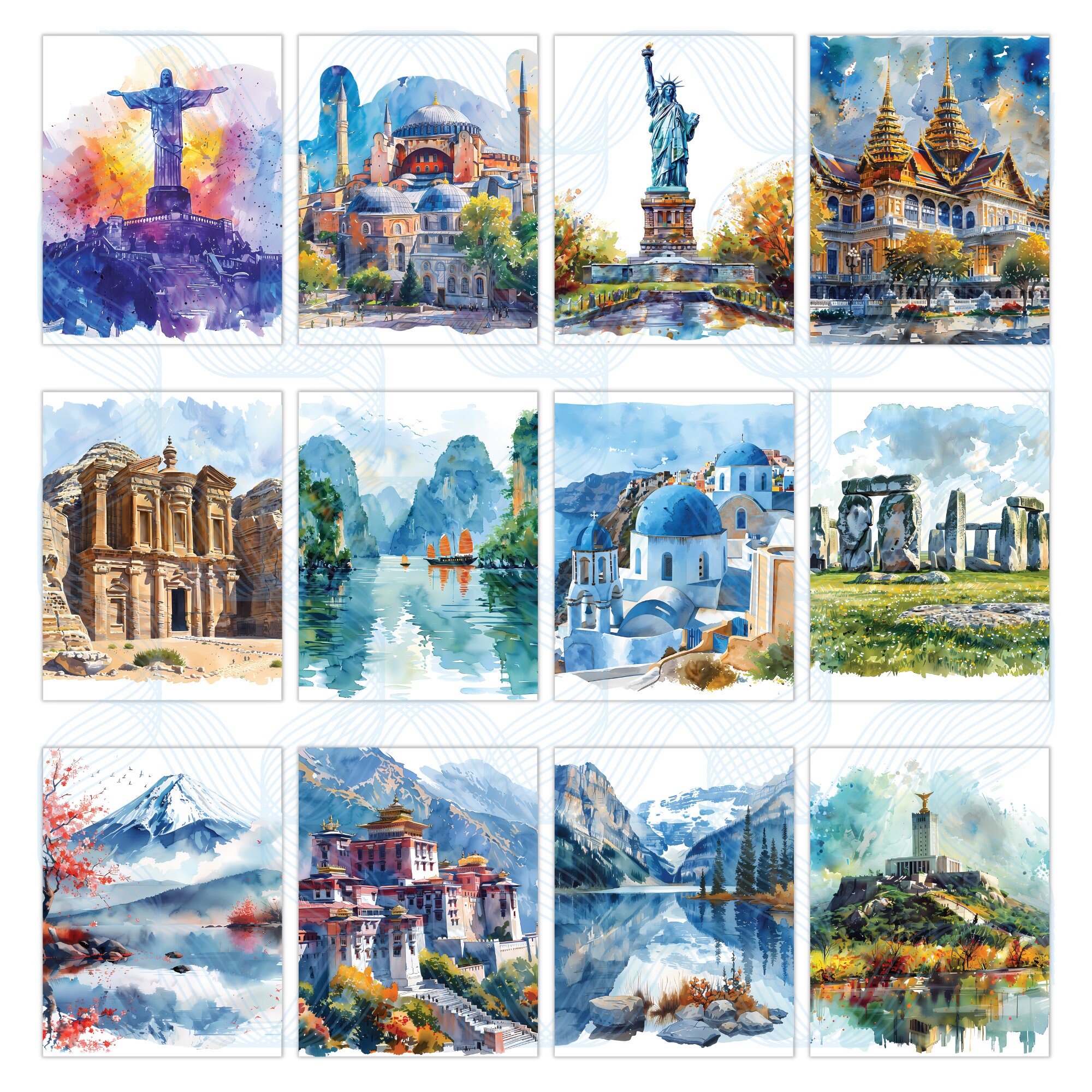 TRAVEL & LANDMARKS - 35 Watercolor Clip Arts, Commercial Use, Italy ...