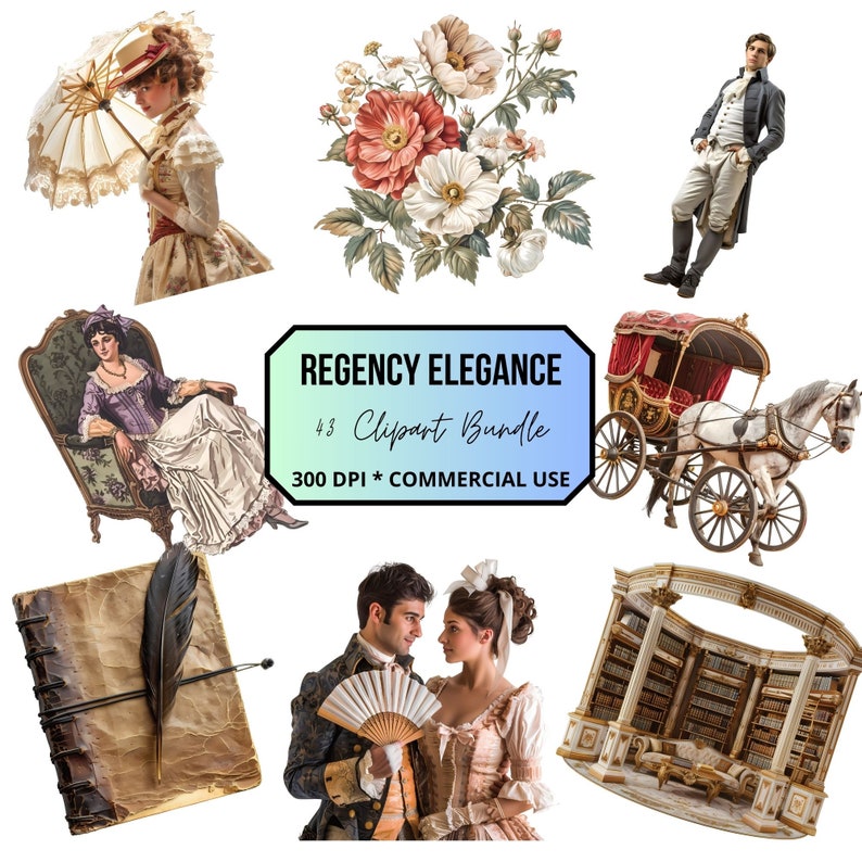 Regency Elegance Clipart, Transparent Background, Regency Fashion ...
