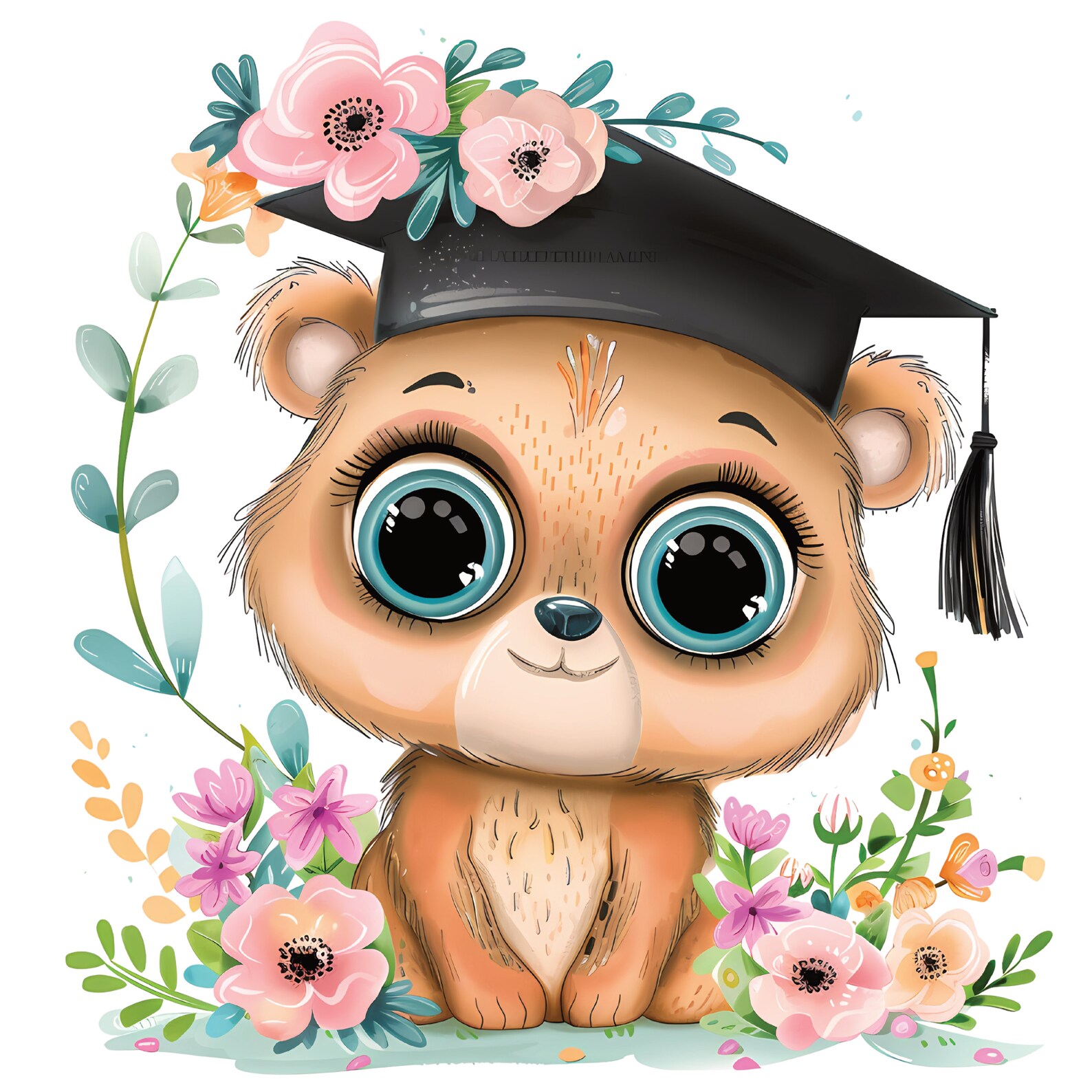 Graduation Animals Clipart, Watercolor Cute Academic Celebration ...