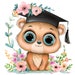 Graduation Animals Clipart, Watercolor Cute Academic Celebration ...